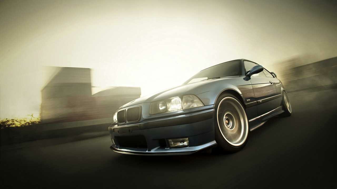 Картина на холсте 110x60 LinxOne "Движение скорость БМВ" интерьерная для дома / на стену / на кухню / с подрамником