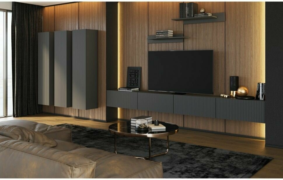 Комплект мебели для гостиной Композиция №6 Графит/Графит Софт