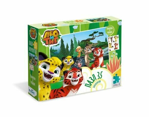 ПазлыГигант 35 дет. Лео и Тиг. Дай пять! (+наклейки) 04381, (ООО "Оригами")