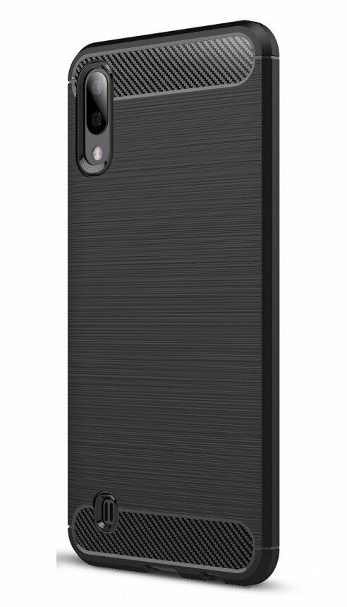 Накладка силиконовая для Samsung Galaxy M10 SM-M105 под карбон и сталь черная
