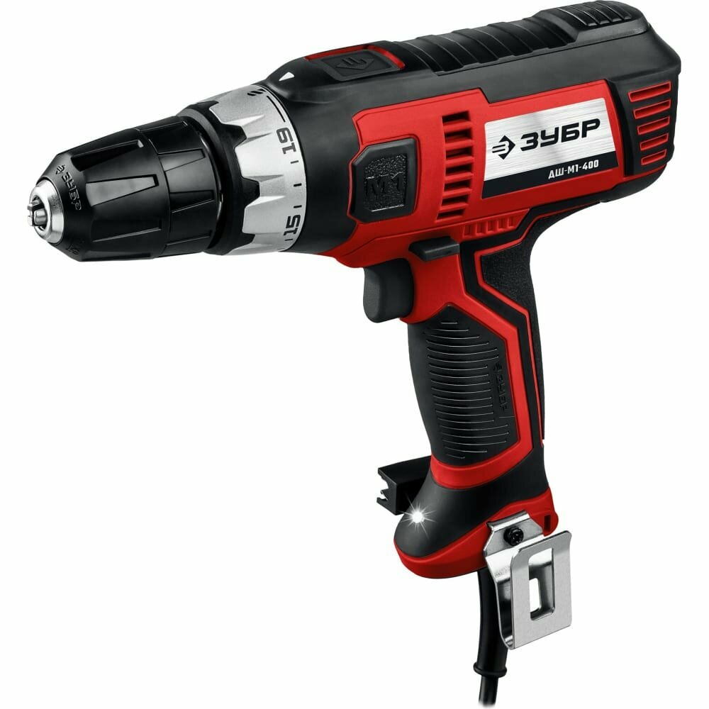 Сетевая дрель-шуруповерт с мощностью 400 Вт, крутящим моментом 28 Нм и подсветкой для удобства работы в домашних делах