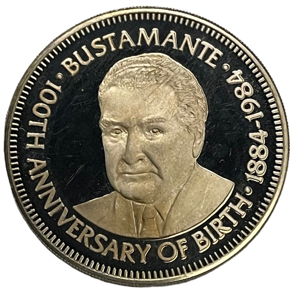 Ямайка 1 доллар 1984 г. (100 лет со дня рождения Александра Бустаманте) (Proof)