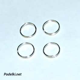 Фурнитура для бижутерии Колечко двойное 0001433 серебряный цвет 8 мм, цена за 100 шт.