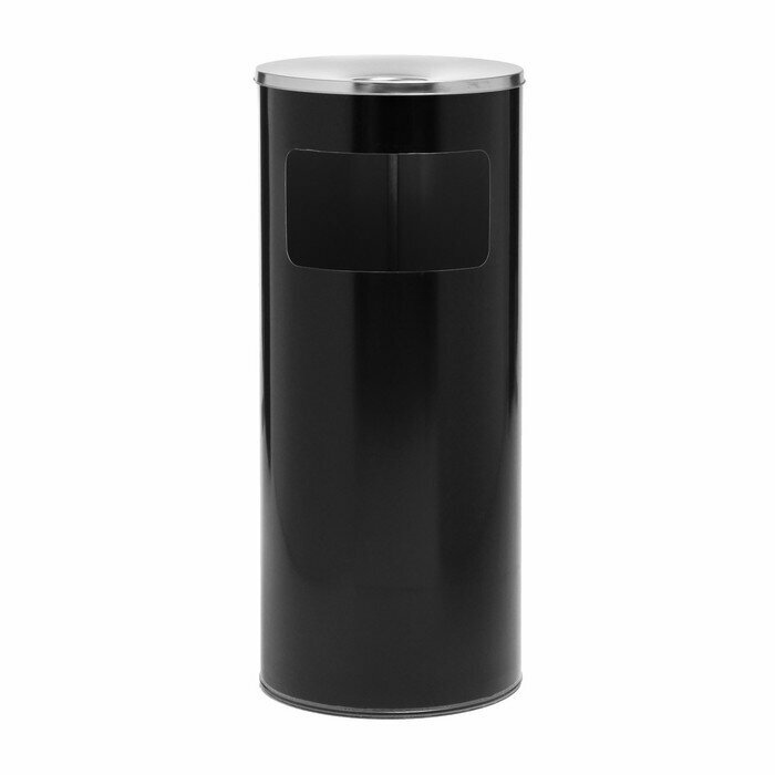 Урна для мусора, с пепельницей, 30 л, d=25.7 см, высота 60 см, чёрная