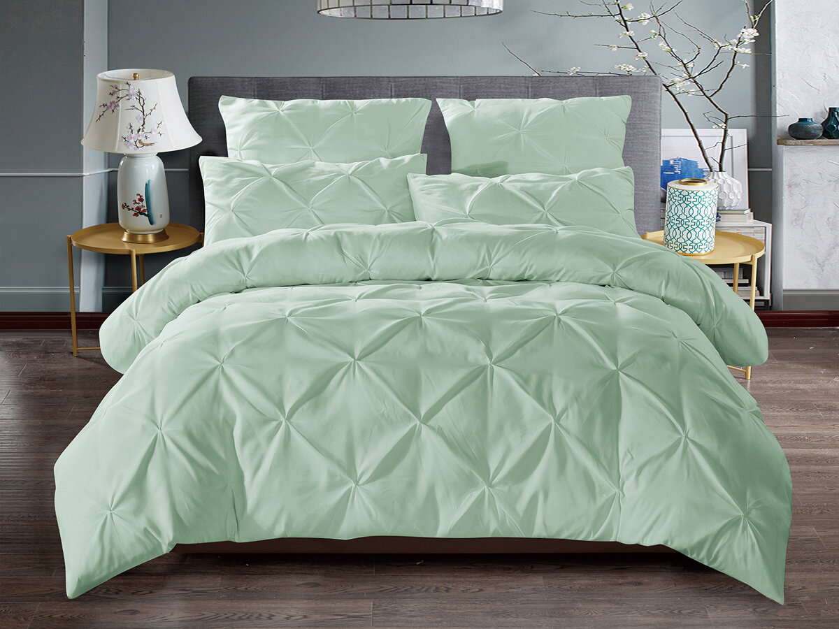 Постельное белье евро однотонное на однотонное на резинке Cleo Casa Mare, наволочки 50х70 и 70х70