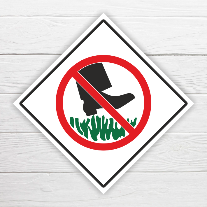 Табличка "По газонам не ходить", 34х34 см, ПВХ