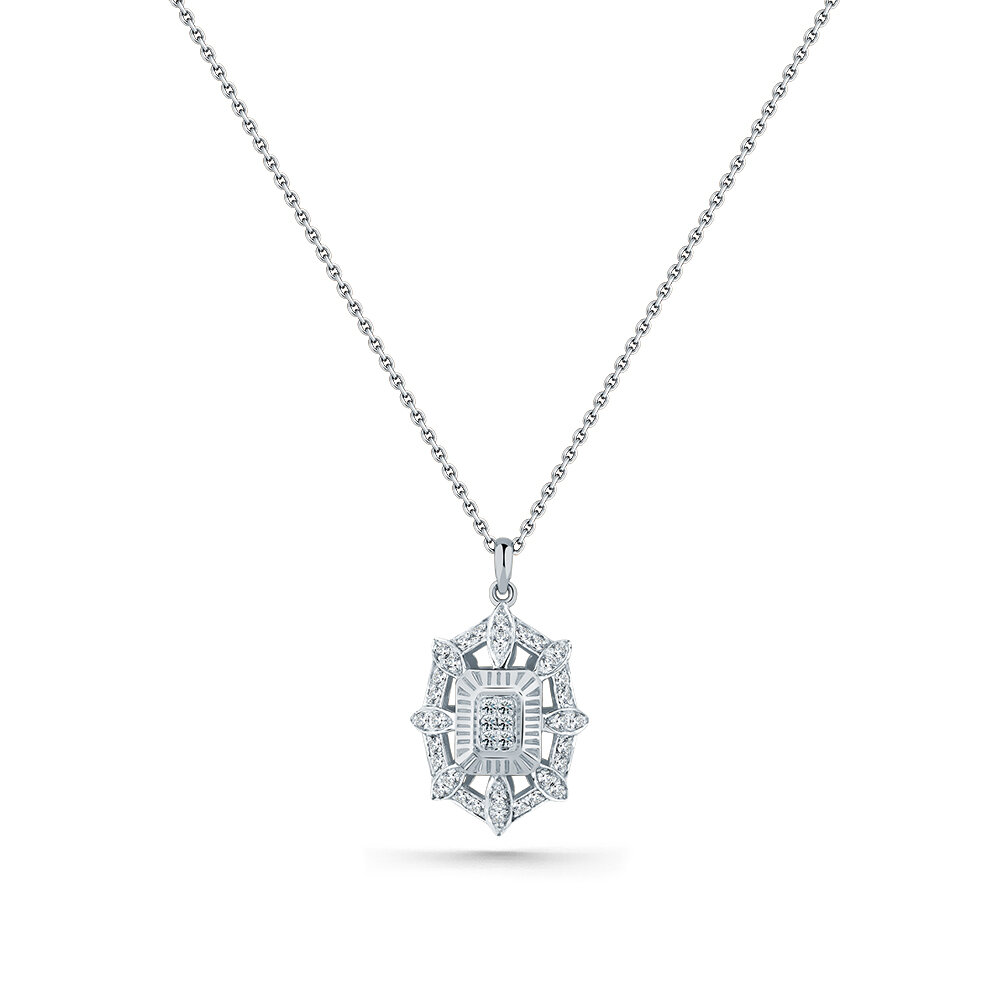 Колье, белое золото, 585 проба, бриллиант