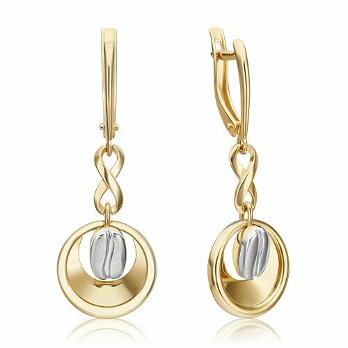 Серьги, комбинированное золото, 585 проба, родирование