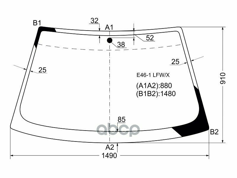 Стекло лобовое (2D CPE) BMW 3-Series 98-06 XYG арт. E46-1 LFW/X