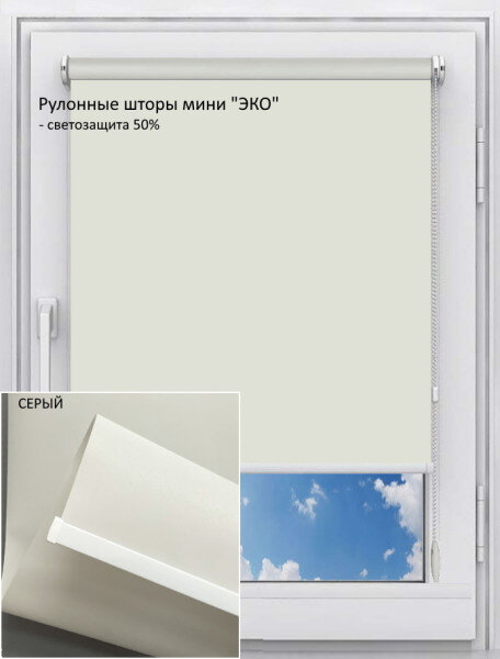 Рулонная штора Эко светло-серый 55х210 см
