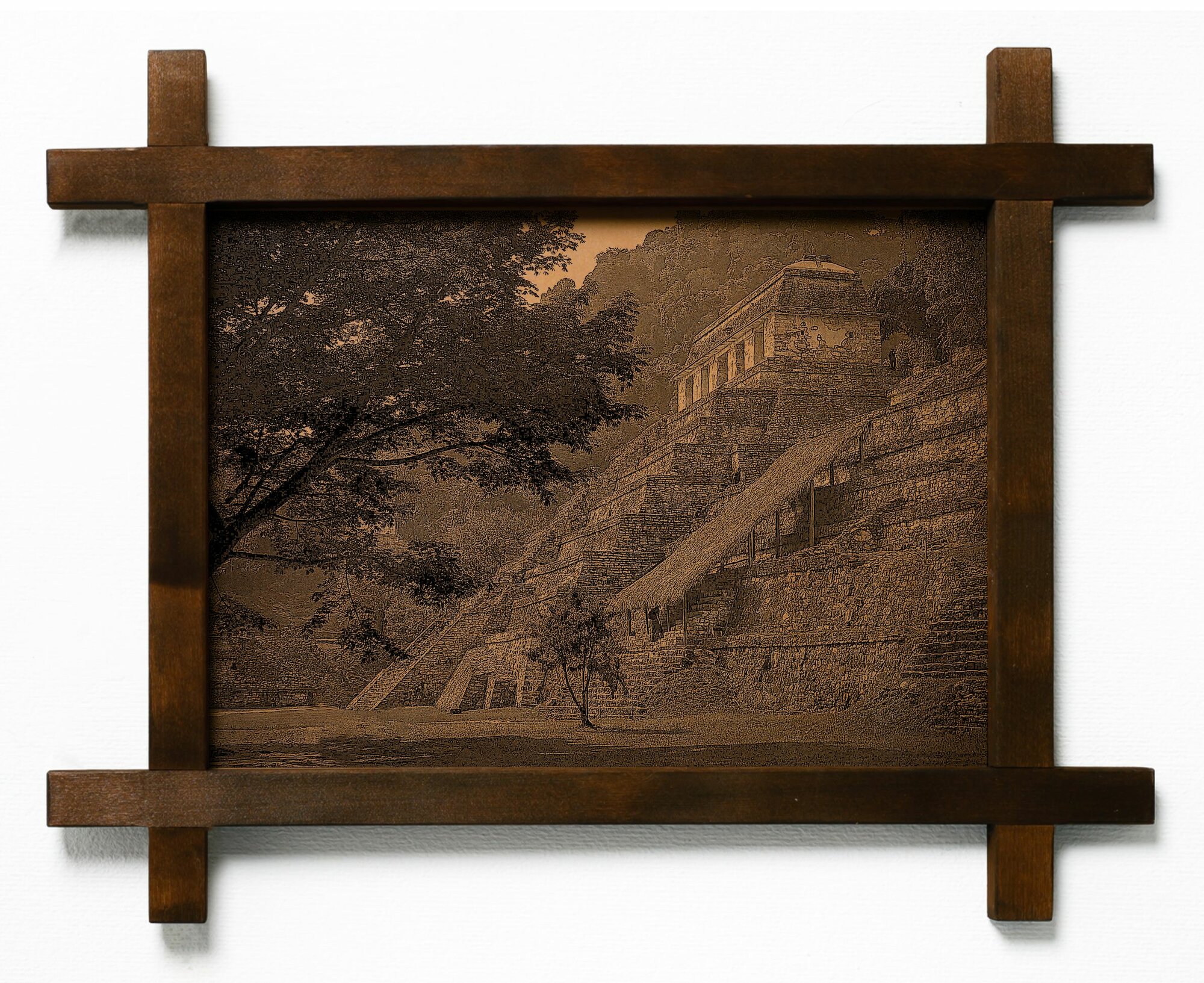 Картина интерьерная из кожи "Древний город Паленке, Мексика", BoomGift