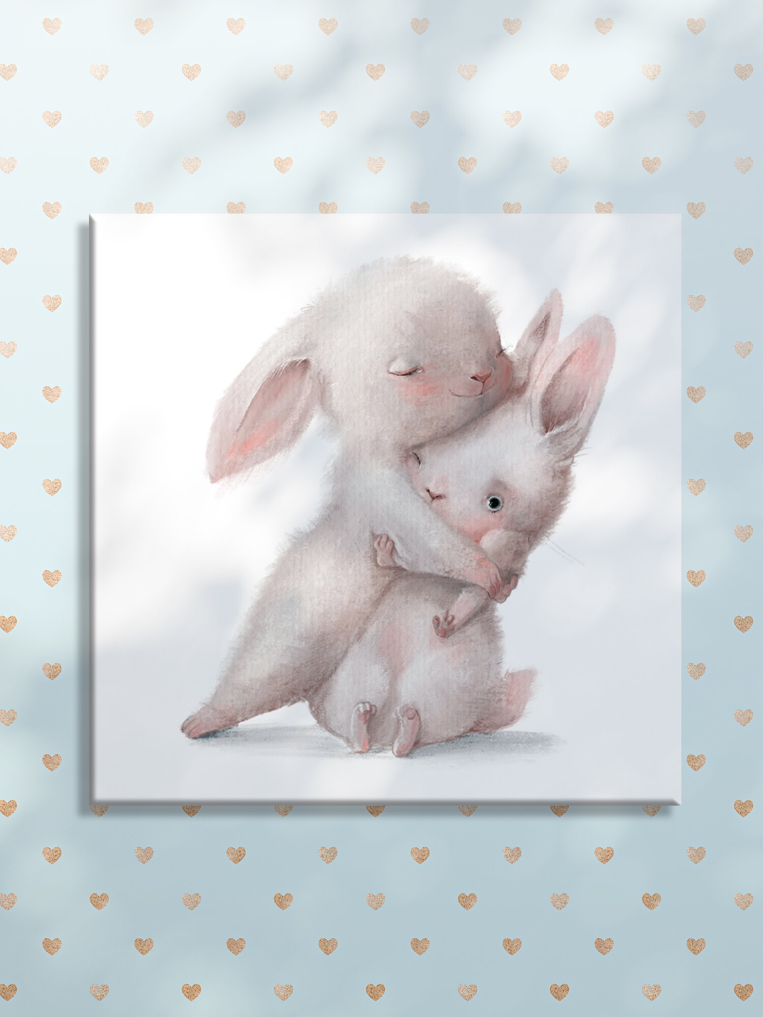 Картина Postermarket "Зайчики" холст, на подрамнике, 40x40 см