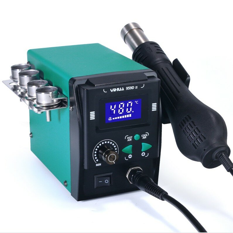 Термовоздушная паяльная станция YiHua 959D-II 700вт 100℃～480℃ Бесщеточный двигатель с плавной подачей воздуха ≤120 л/мин