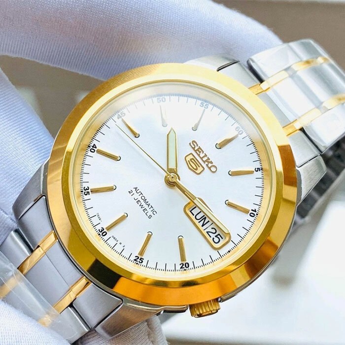 Наручные часы SEIKO SEIKO 5, серебряный, белый, золотой — фото 1