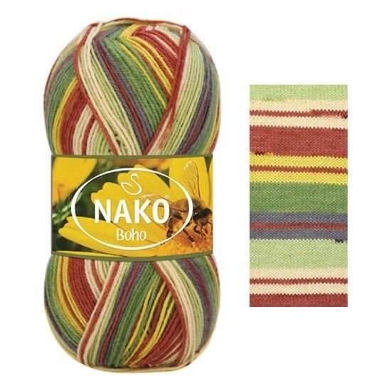Пряжа Nako Boho Konsept 82167 (25% полиамид, 75% шерсть) 500гр.