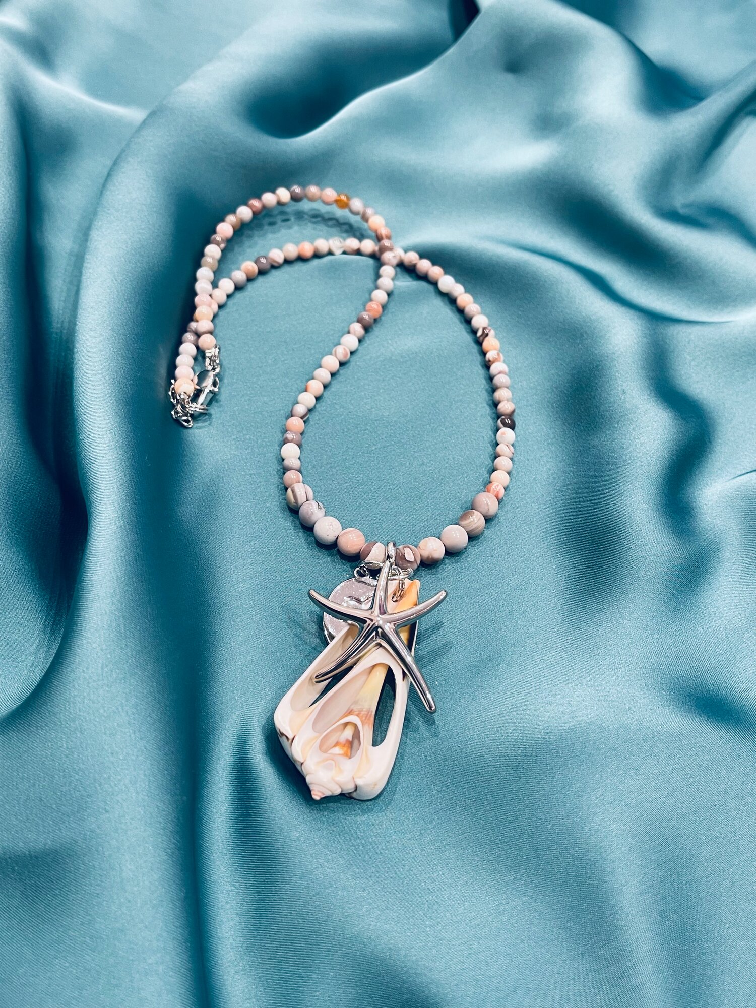 Колье, агат, ракушка