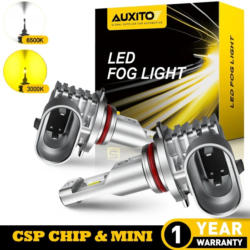 AUXITO 2x H11 H10 LED Желтый 3000K Белый 6500K Противотуманные фары Canbus CSP LED H8 H16JP Автомобильные DRL Лампы для VW Passat B5 B6 B7 Golf 4 5 6 6500K Xenon White, 9006/HB4