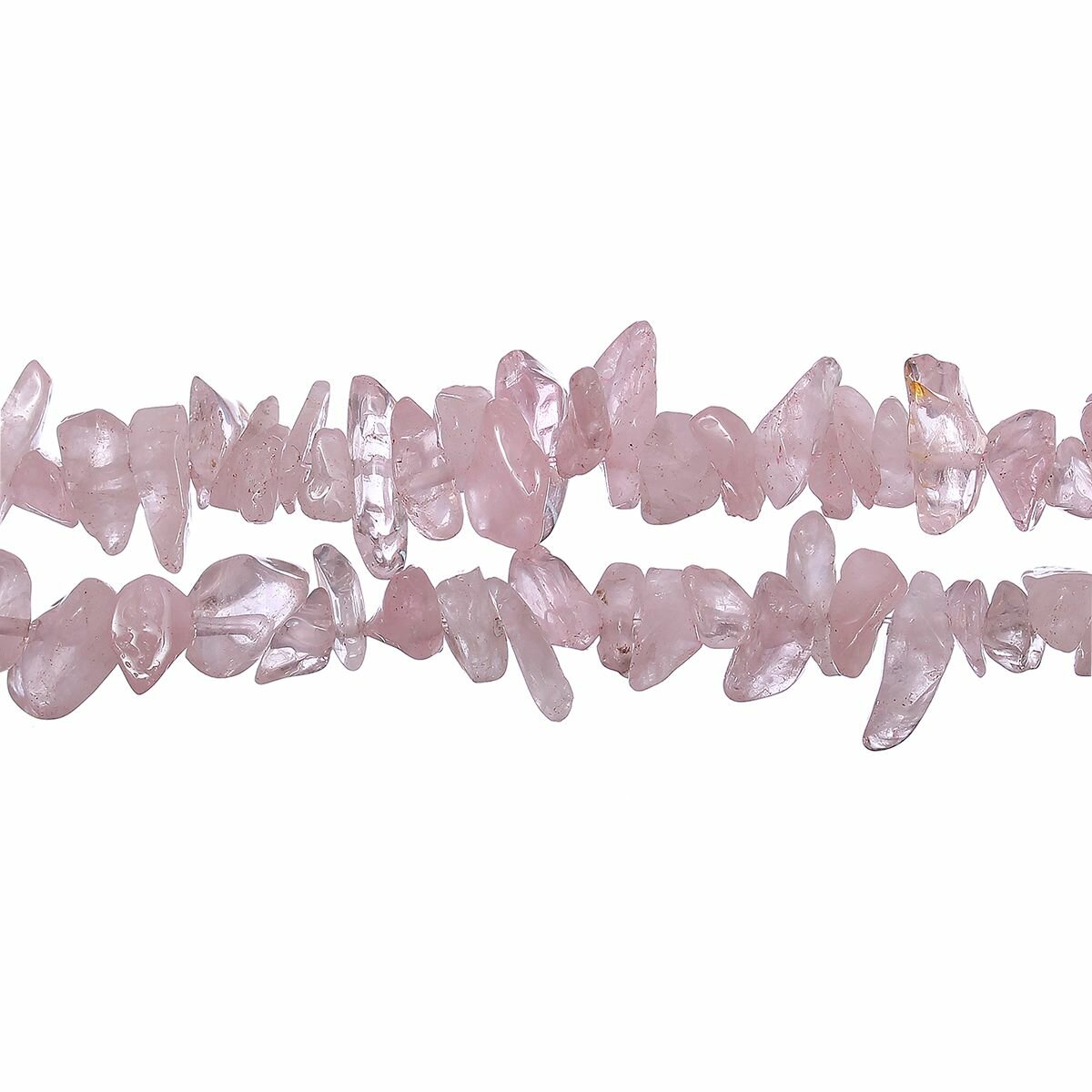 Бусины каменные, кварц, розовый, 3-12мм, сколы, 200-250 шт, низка