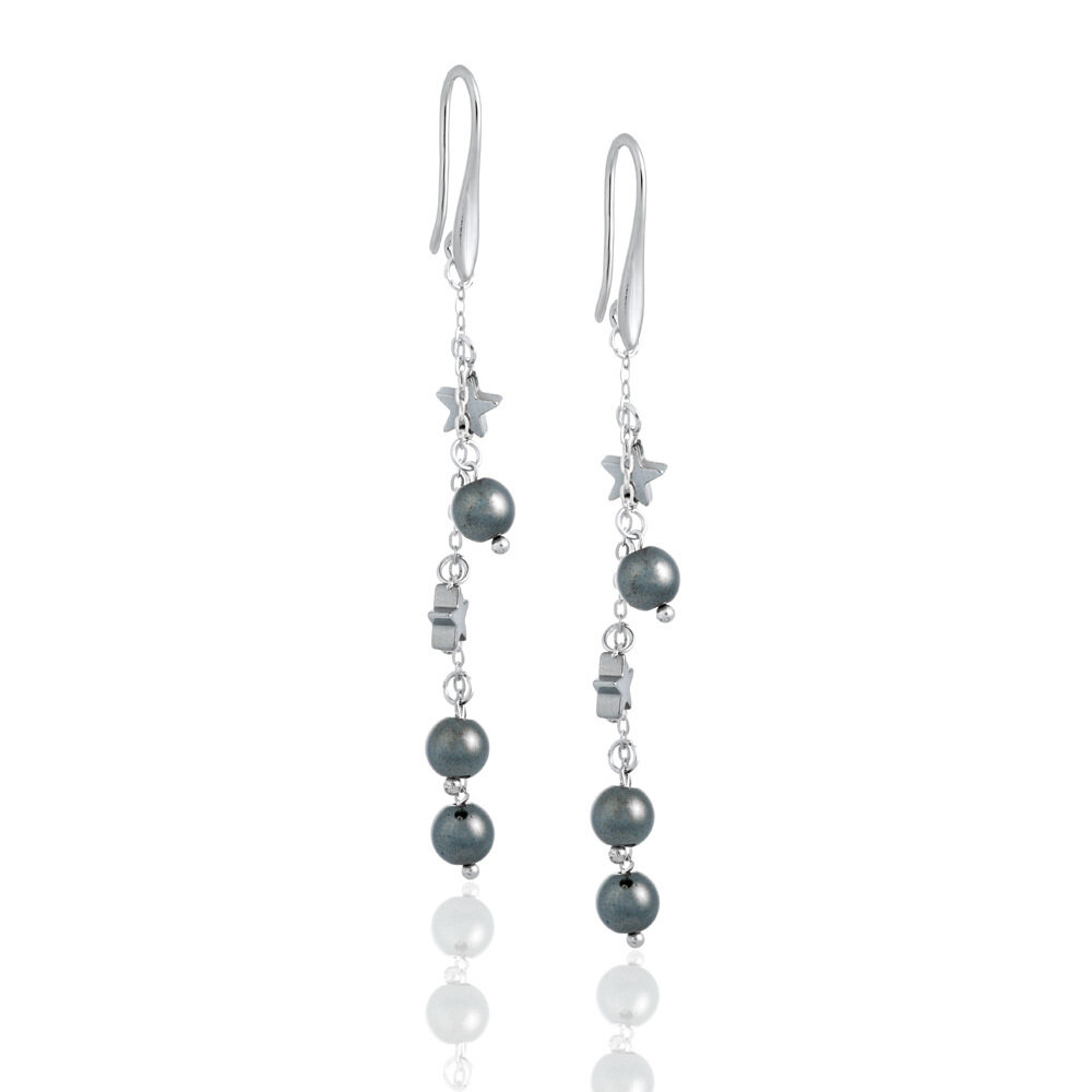 Серьги с подвесками, гематит