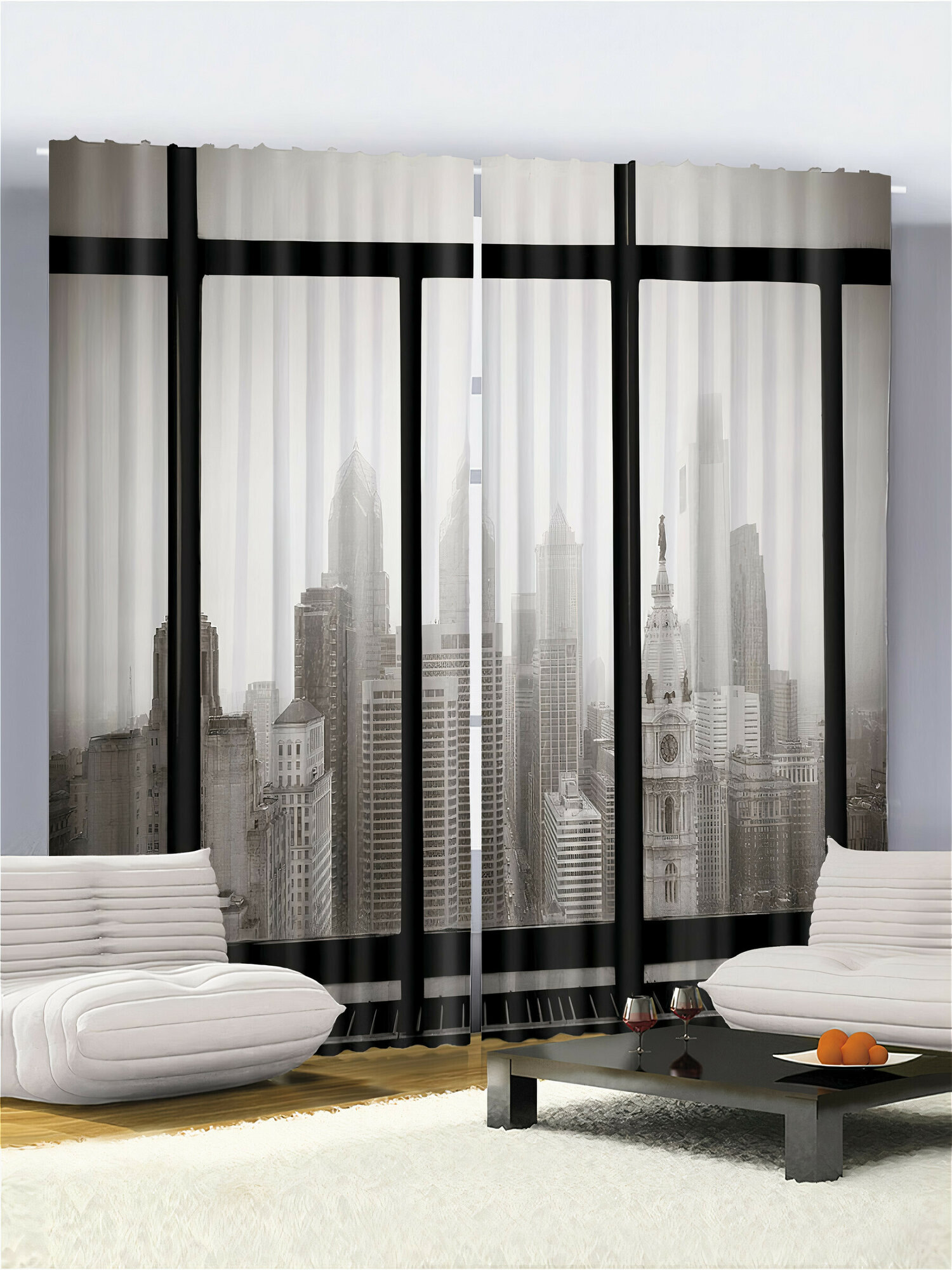 Фотошторы из ткани габардин 150-260 см 2 шт. /3D шторы / В детскую / Для гостиной, спальни и кухни