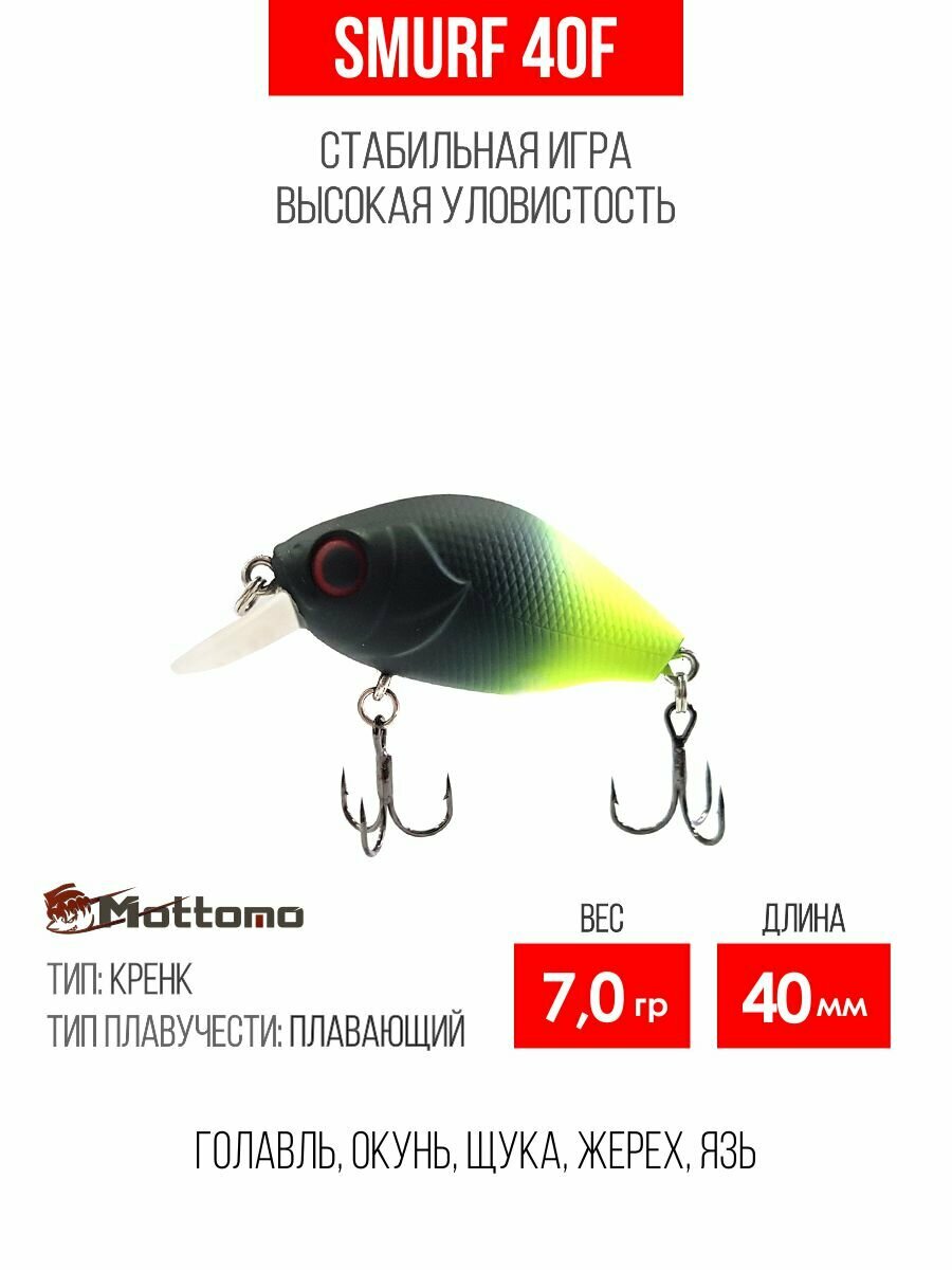 Воблер для рыбалки Mottomo Smurf 40F 7g кренк плавающий для спиннинга, троллинга. Приманка на голавля, язя