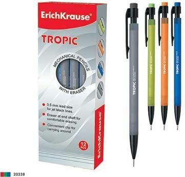 Карандаш механический Er.Krause Tropic 0,5 мм 20338 корп. цв. ассорти . Комплект из 12 карандашей