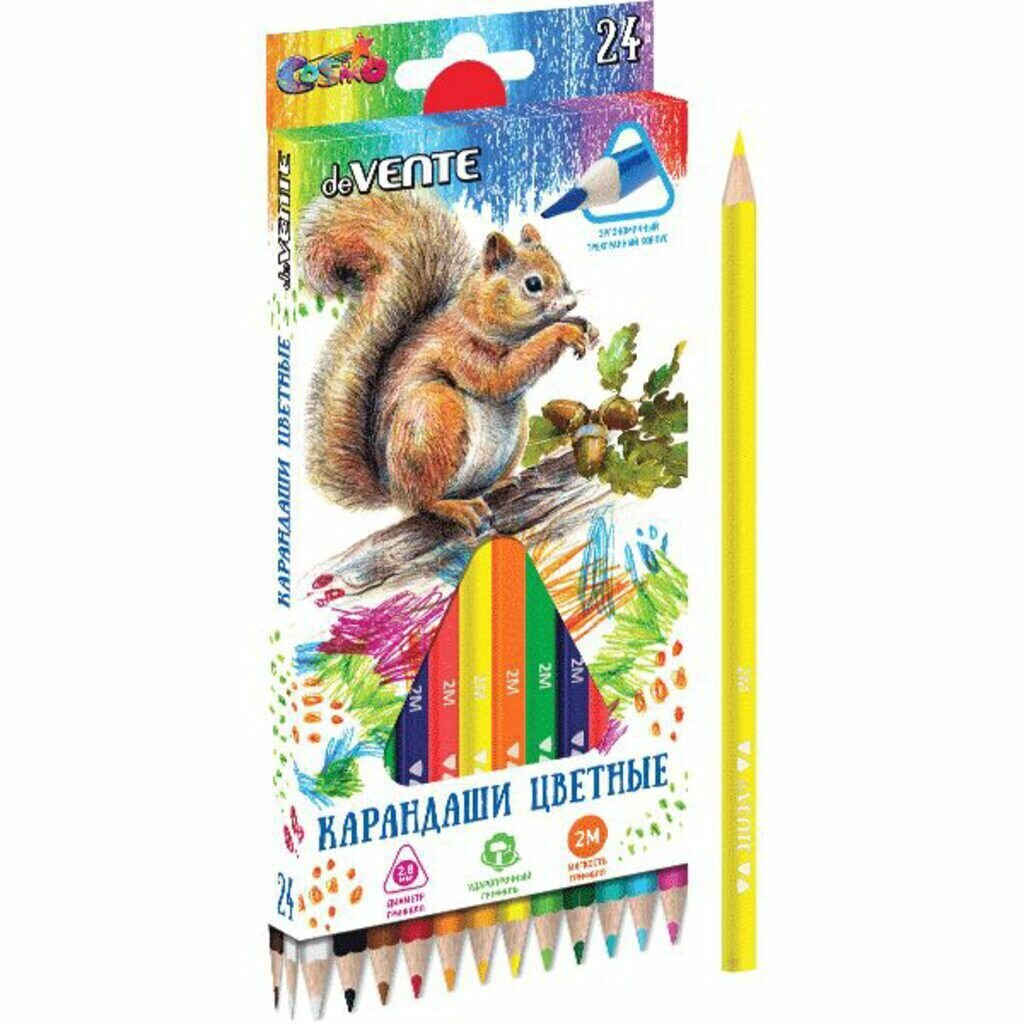 Карандаши цветные deVENTE 24 цвета, Trio 2М, трехгранные