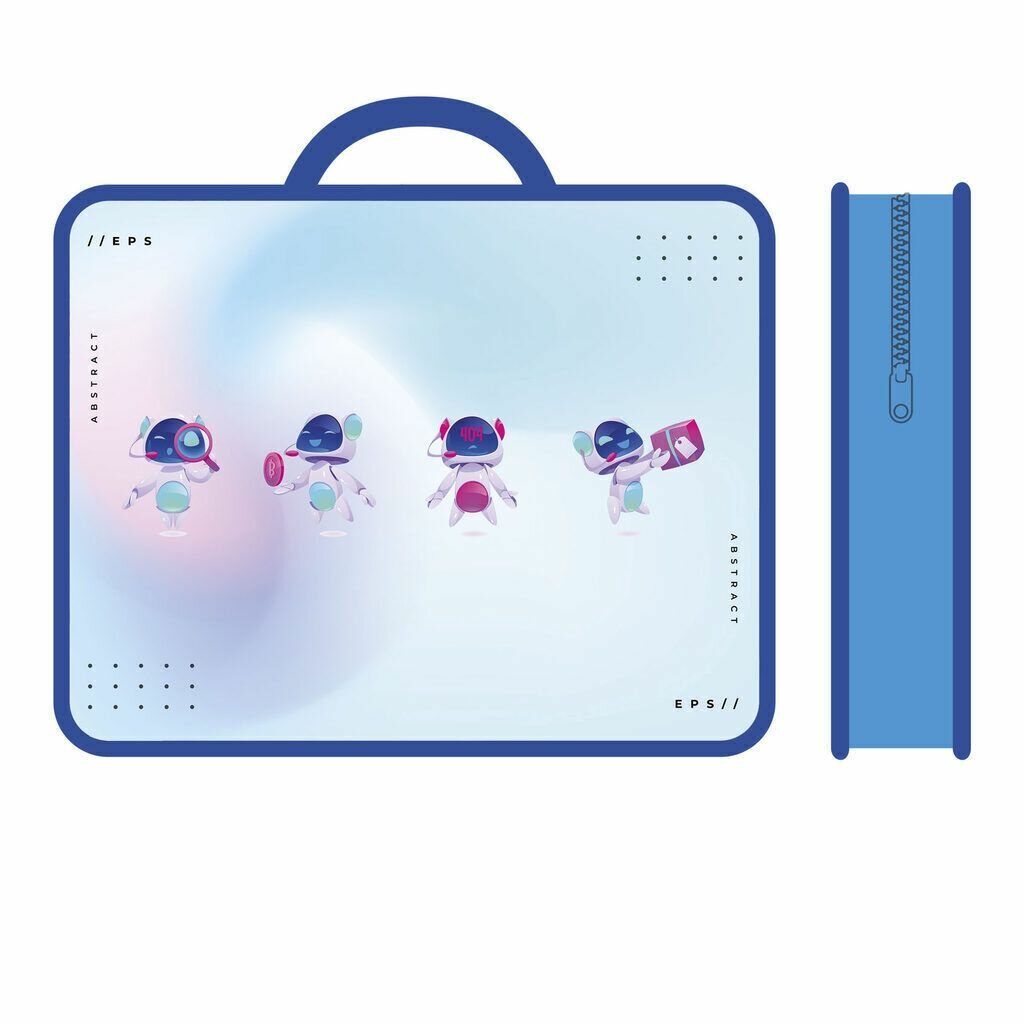 Папка А4 (330*260*75) с ручками, молния, пластик "Маленькие роботы"