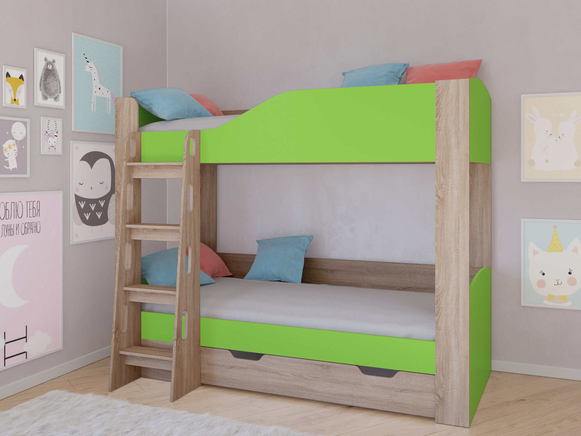 Кровать двухъярусная Астра 2 с ящиком РВ-Мебель