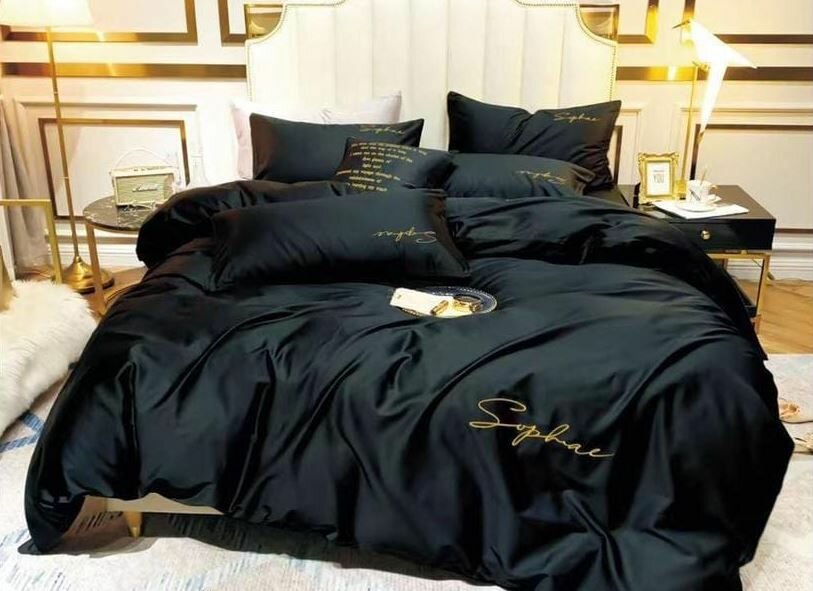 Комплект постельного белья Winni Tencel Евро - Черный