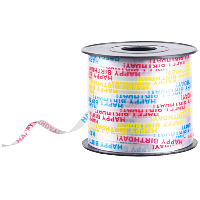 Лента 5ммХ230мм с рис Happy Birthday/G