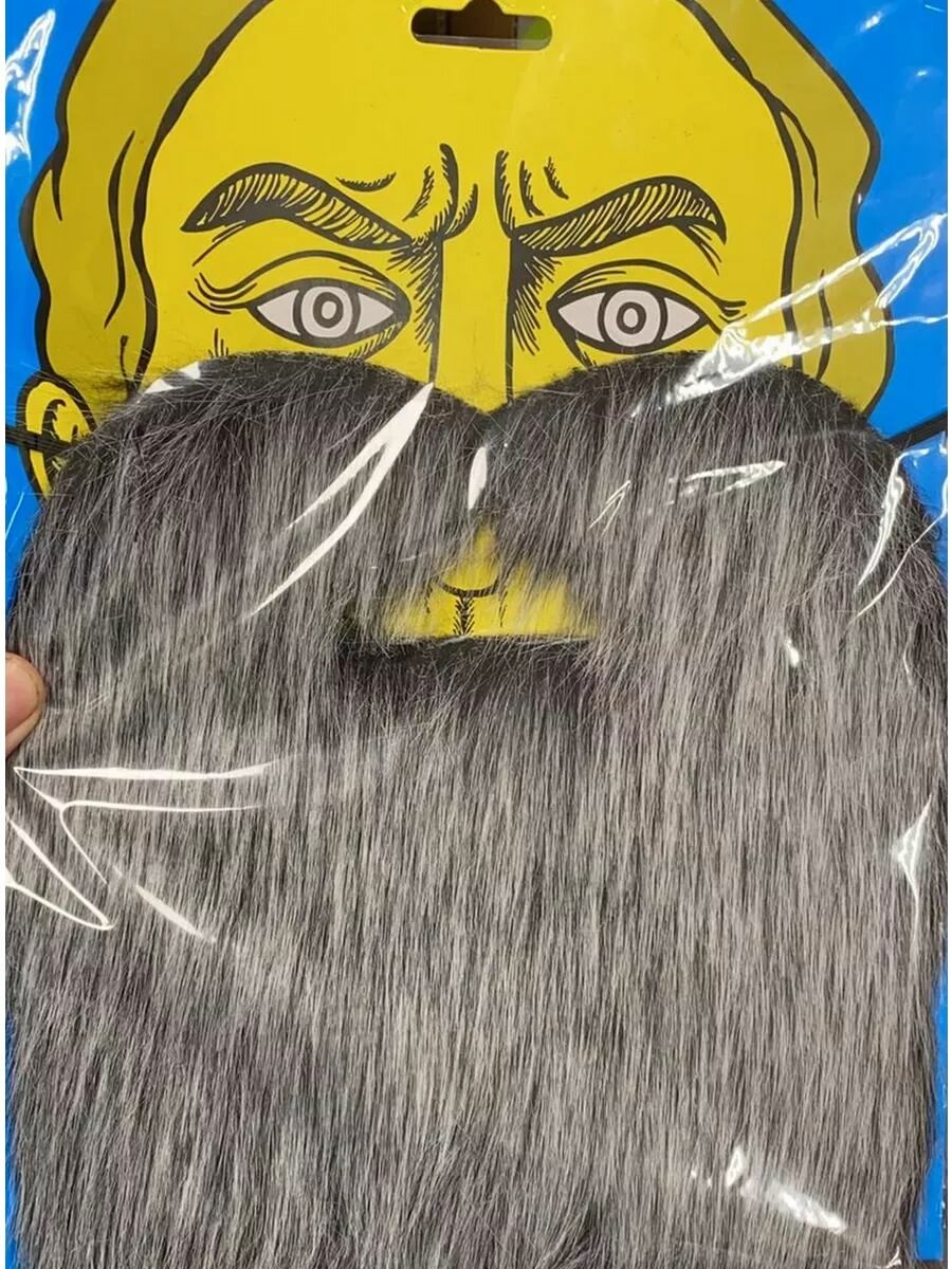 Карнавальная накладная Борода 31х20 см серая