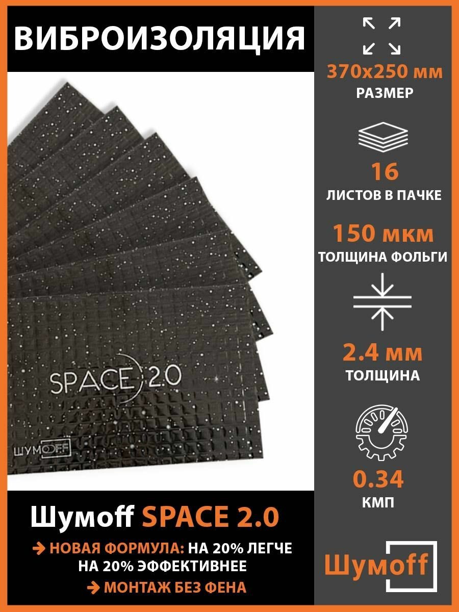 Плеяда Виброизоляция Шумофф SPACE 2.0 (16 листов)
