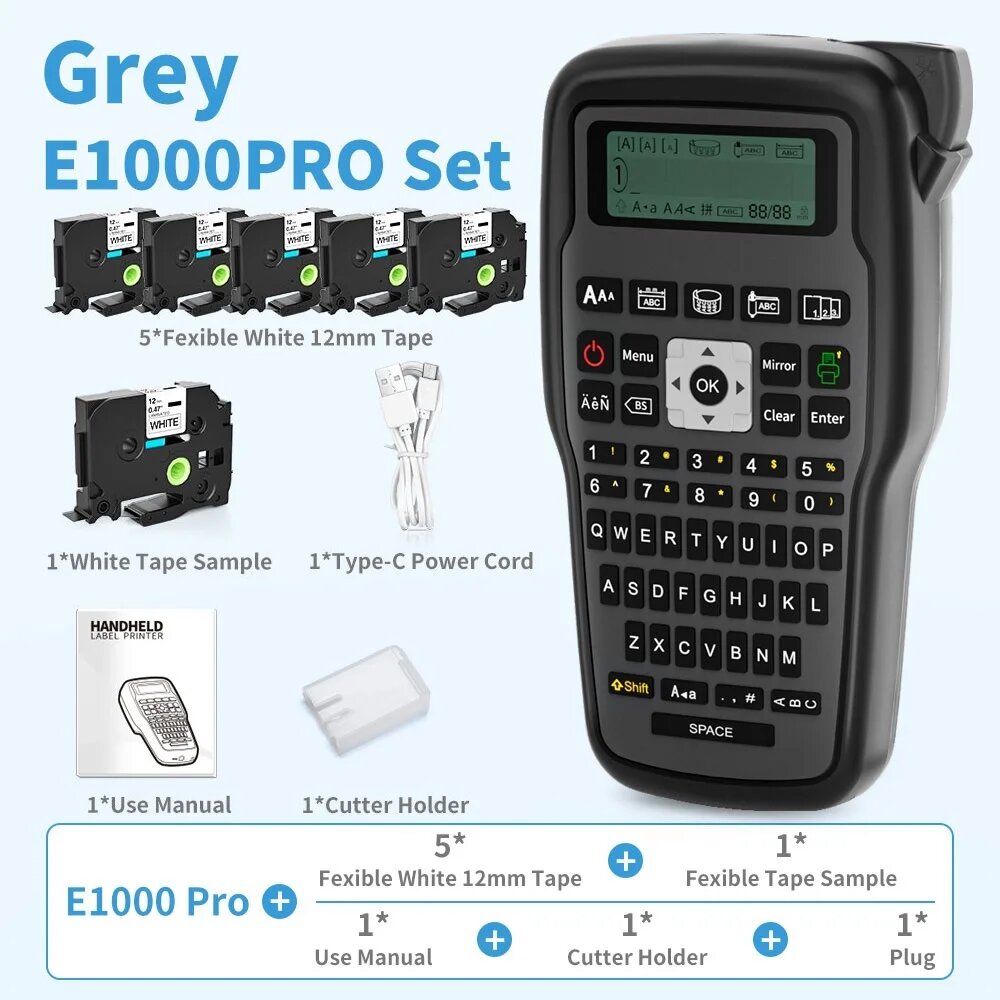 Портативный термотрансферный принтер MarkField E1000PRO Grey Labeler Set 2