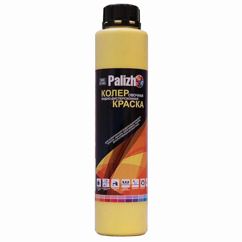 Колер краска Palizh №504 желтый 750 мл для колерования водных и акриловых красок