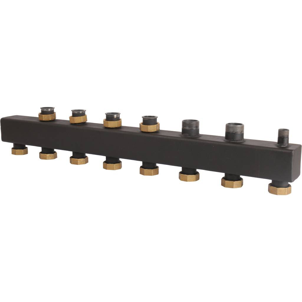 Стальной распределительный коллектор ROMMER 6 отопительных контура (4+2) 1х1"1/2