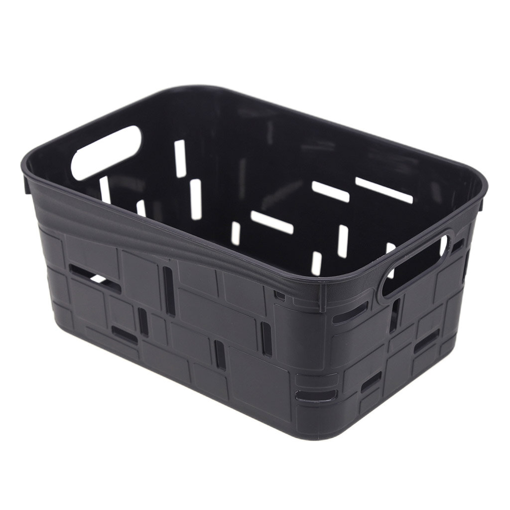 Корзина Домашняя Мода пластмассовая, для хранения, 25,5х18,5 см, высота 13,2 см, с ручками, графит