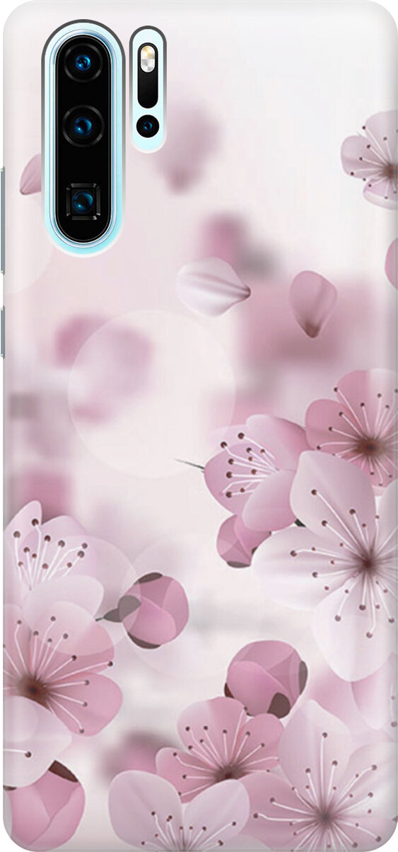 Силиконовый чехол Бело-розовые цветочки на Huawei P30 Pro / Хуавей П30 Про