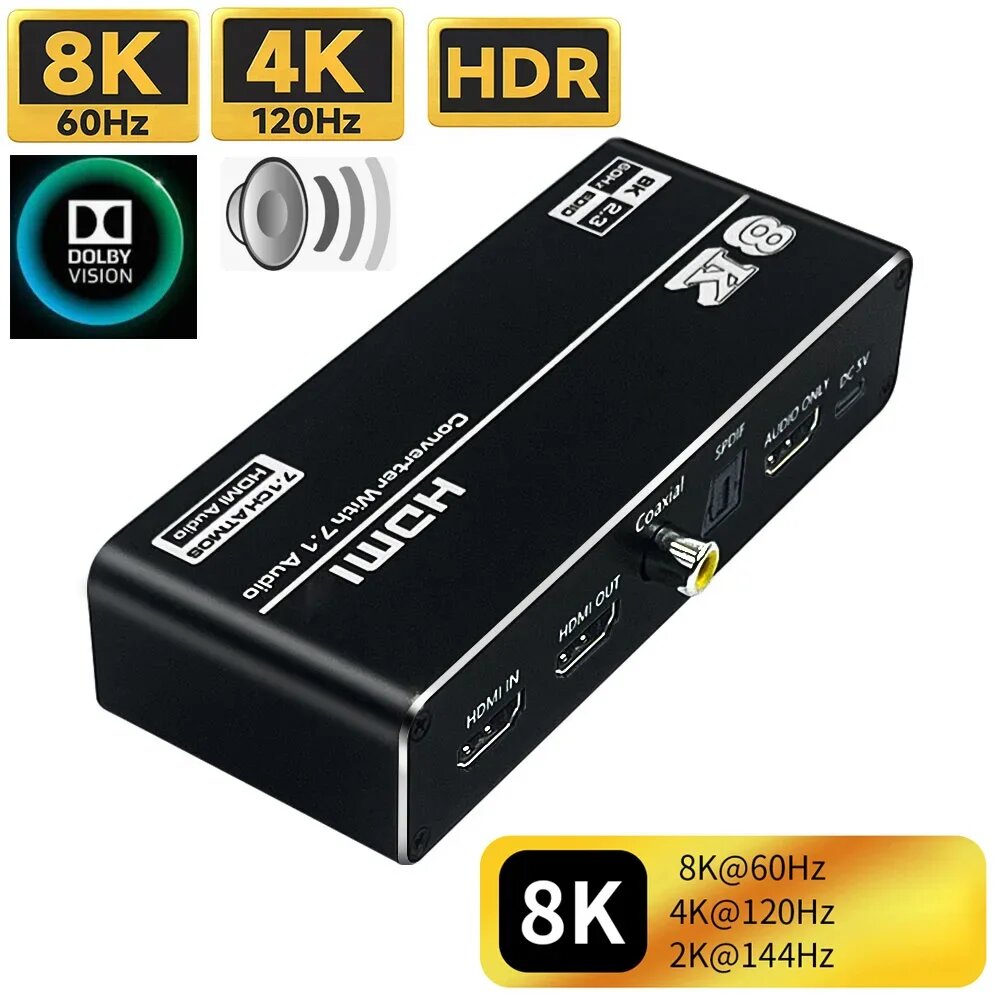 HDMI аудио экстрактор VBDWRM 8K 60Гц AU power cable