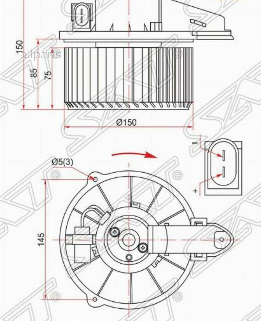 SAT ST-4B1820021B Мотор отопителя салона (Левый руль) Audi A6 97-05 / A6 allroad quattro 00-05