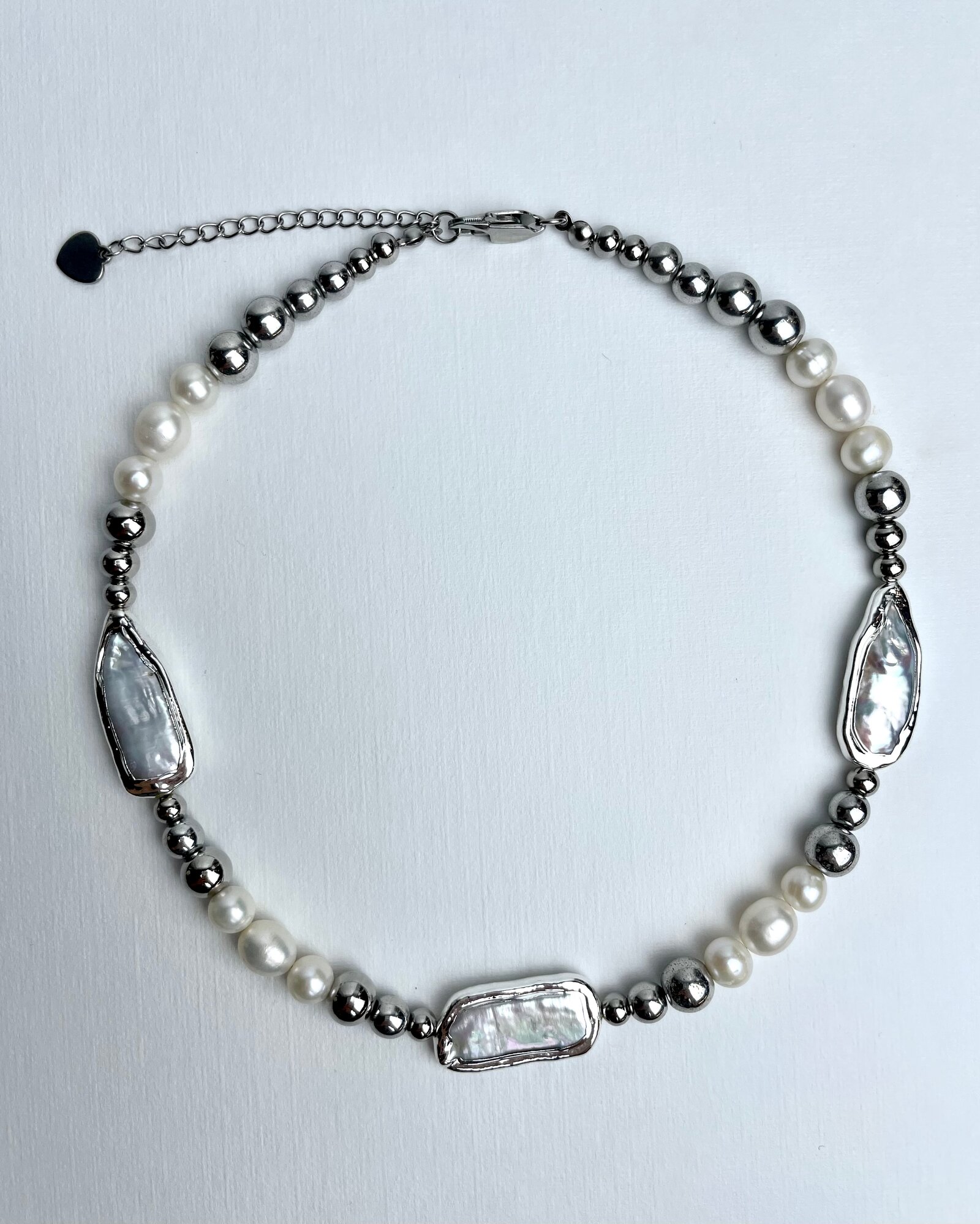Чокер, жемчуг барочный, жемчуг культивированный, гематит