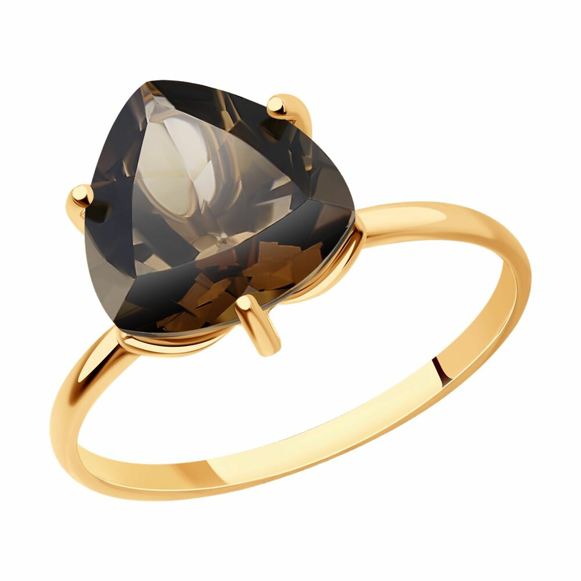 Кольцо, красное золото, 585 проба, раухтопаз