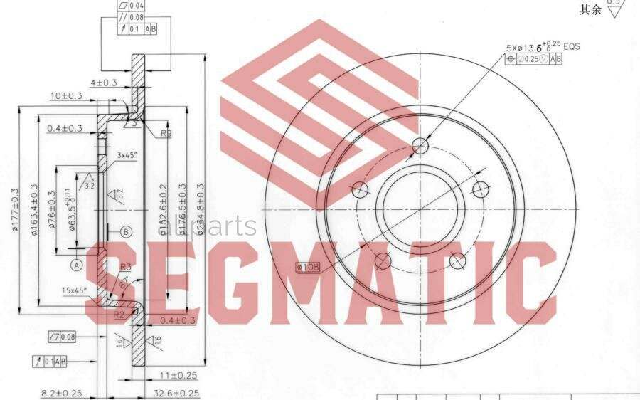 SEGMATIC SBD30093002 Диск тор. зад. Ford Focus II 04-, Focus C-Max 03-07, C-Max 07-