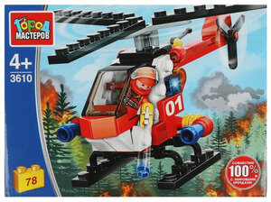 Конструктор (ГородМастеров) Пожарный вертолет [78дет] [совместим с Lego] (3610-KK)