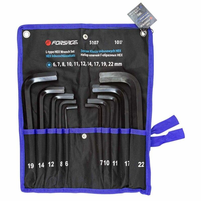 Набор ключей 6-гранных Г-образных 10 предметов, на полотне Forsage