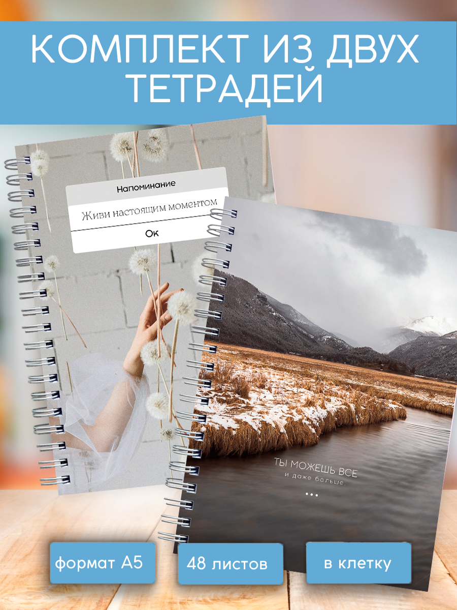 Тетрадь в клетку общая на пружине 2 штуки