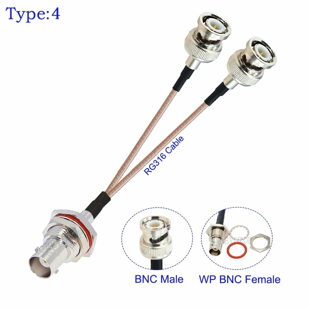BEVOTOP RG316 BNC кабель-разветвитель BNC 50 Ом 50CM, WPBNC F to 2BNC M