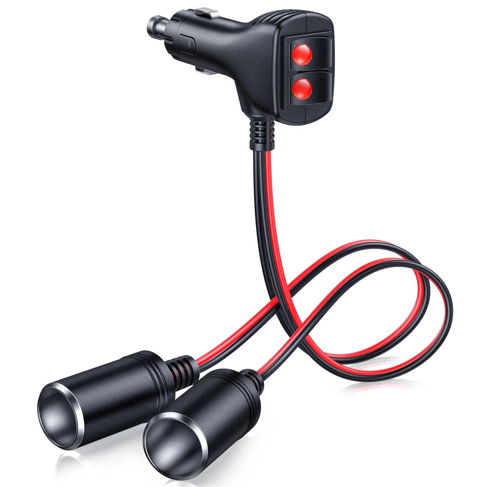 Extractme 1–2 автомобильный разветвитель прикуривателя, адаптер питания, порт зарядного устройства, розетка 16AWG, 12/24 В, 2-сторонний разветвитель с предохранителем 10 А