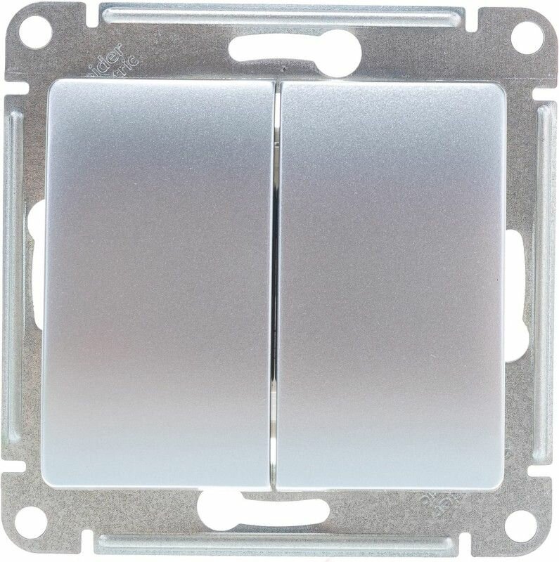 Выключатель 2-кл. СП Glossa 10А IP20 (сх. 5) 10AX механизм алюминий GSL000351 Schneider Electric