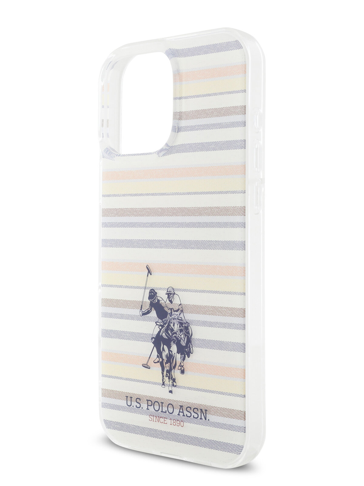 U.S. Polo для iPhone 16 Pro Max чехол PC/TPU Double Horse logo Multicolor stripes Hard Orange